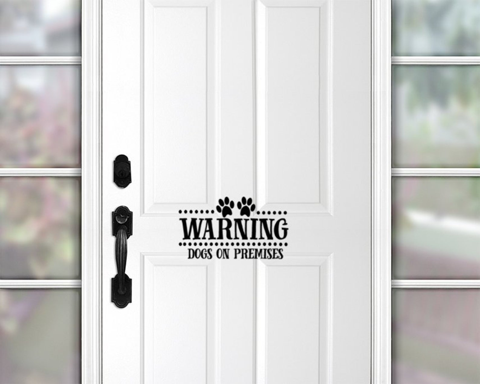 Warning Dogs on Premises Vinyl Decal, Dog Paw Print Sign - Etsy