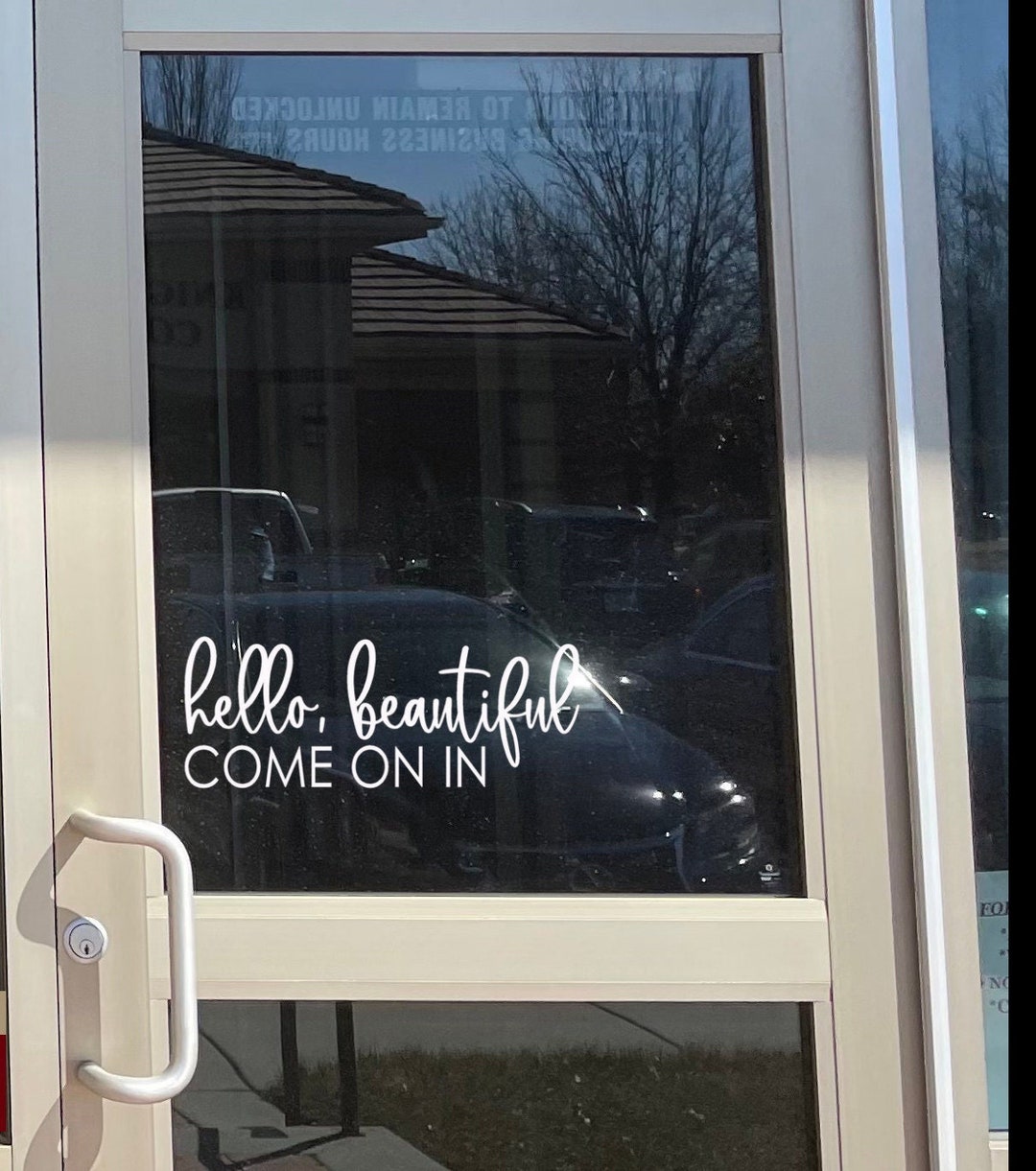 Hello Beautiful Vinyl Decal Sticker, Come on in Door Decal, Business ...
