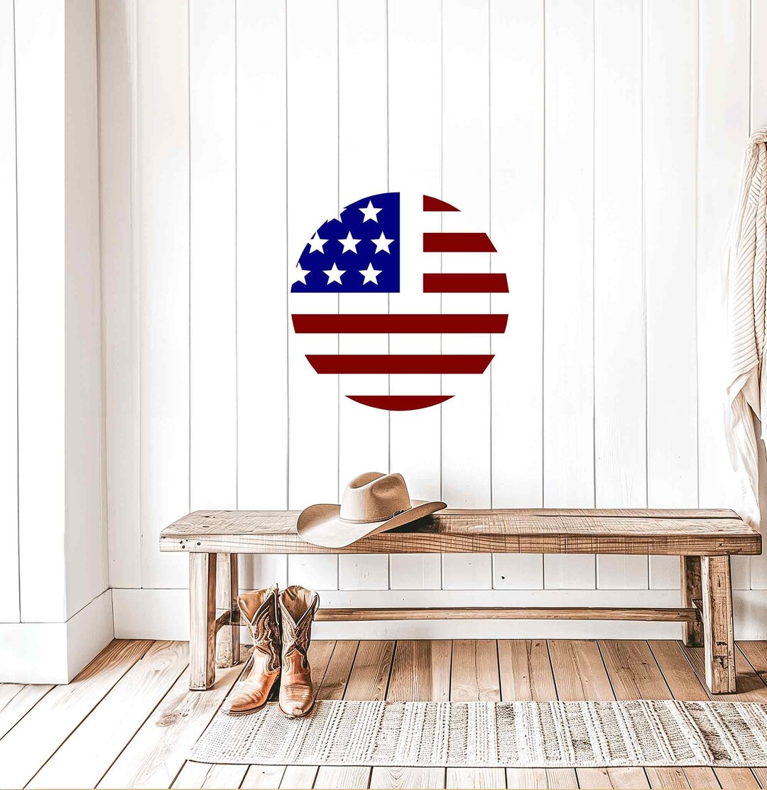 Round American Flag Vinyl Decal, USA Flag Sticker, 1776 Decor ...
