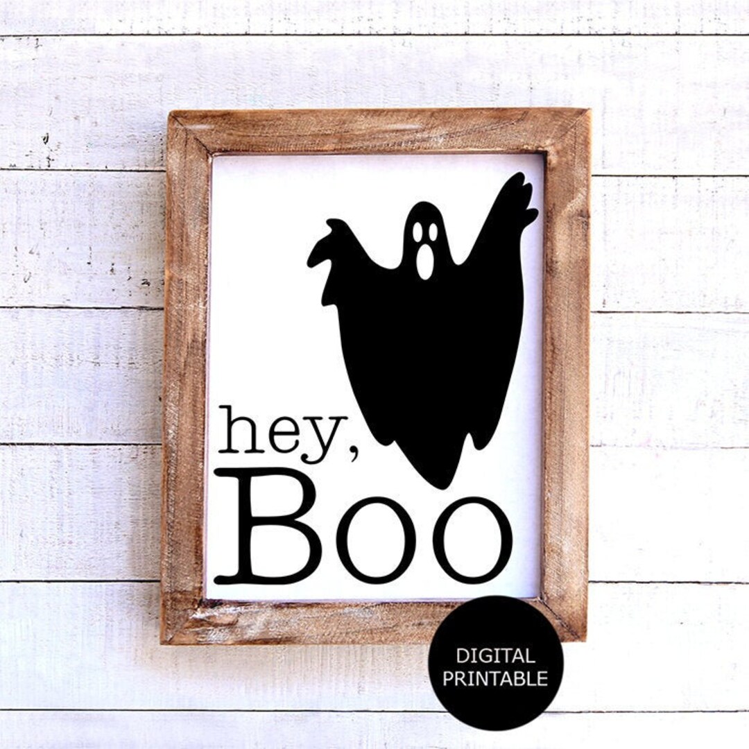 Hey Boo Instant Download Printable Halloween Decor, Fall Farmhouse ...