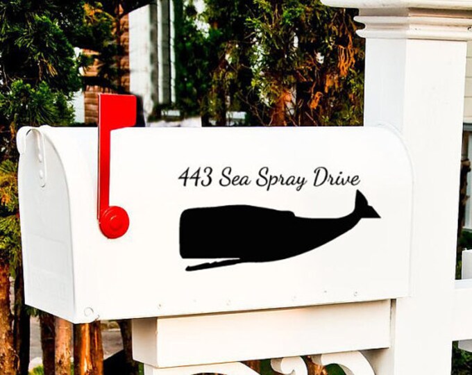 Custom Whale Mailbox Decals, Beach Home Address Stickers, Coastal ...