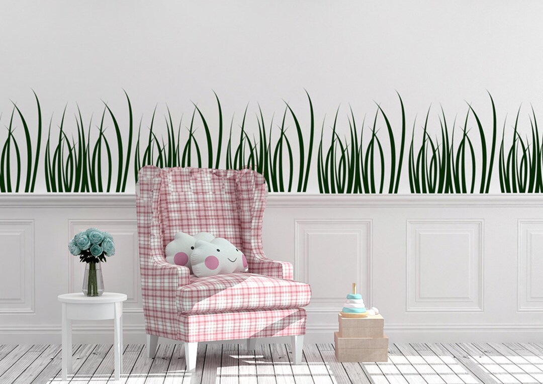 Grass Vinyl Decals, Set of 4 Grass Blades, Kids Playroom Decor Wall ...