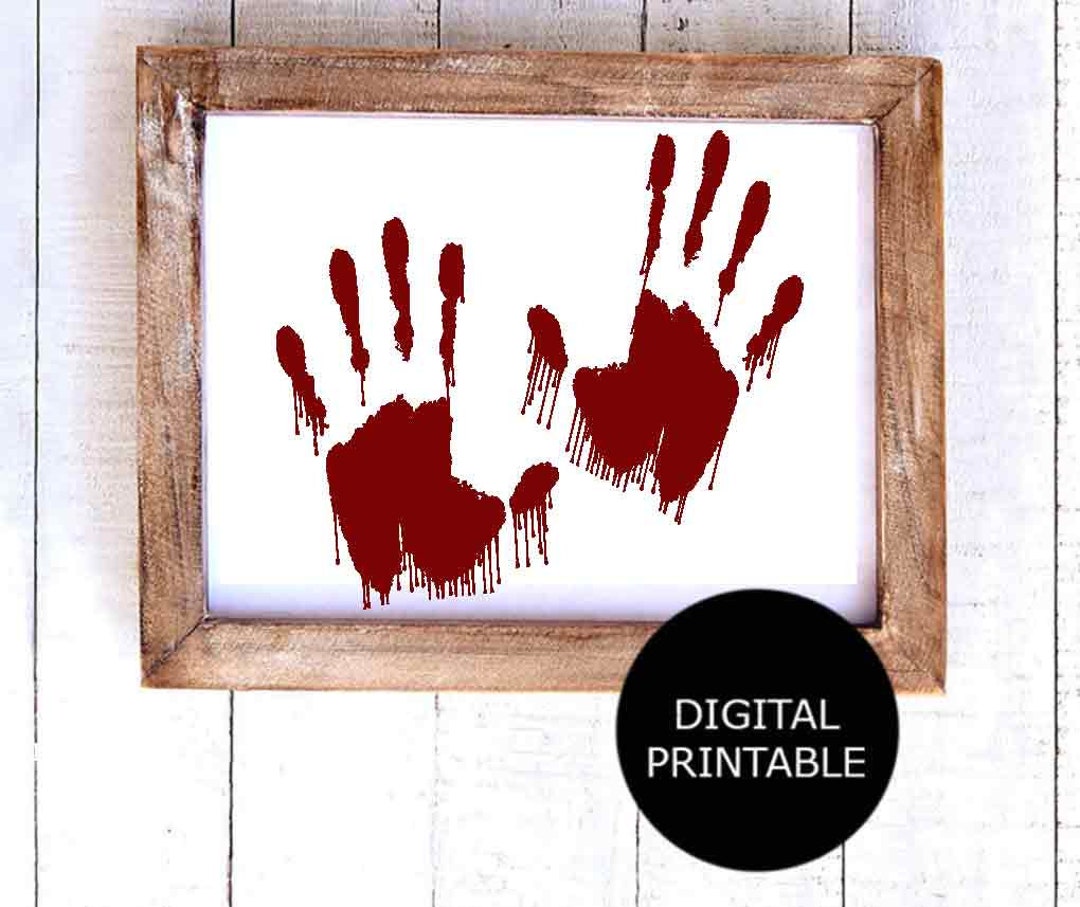 Halloween Bloody Handprint Digital Download Printable Spooky - Etsy