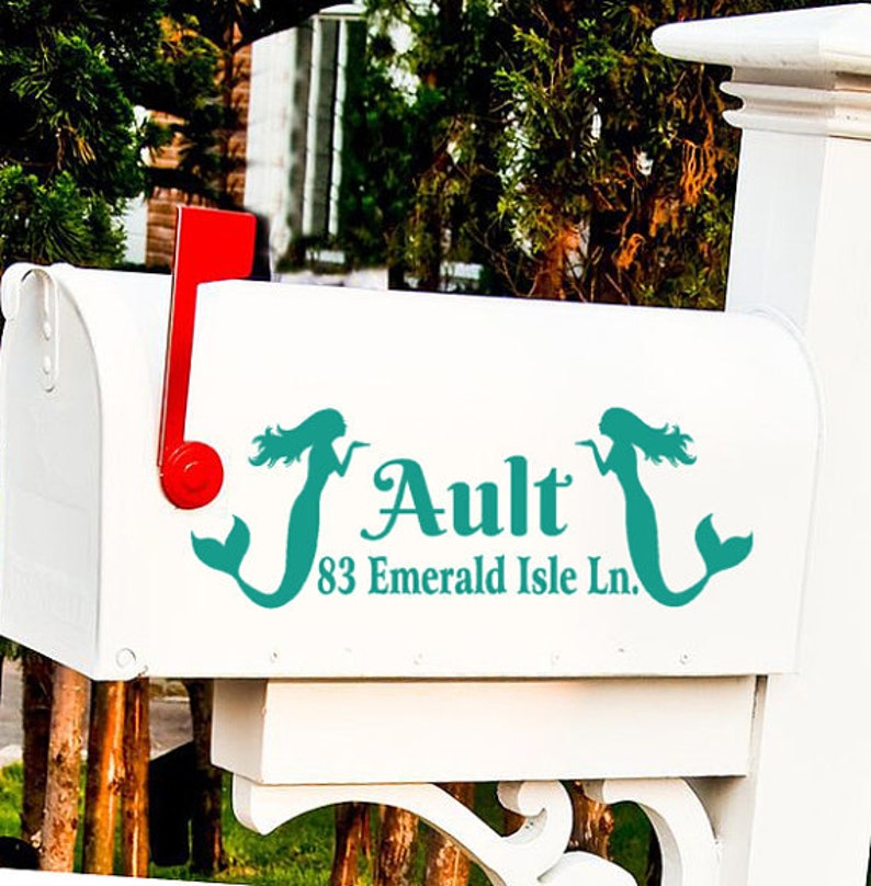 Mermaid Mailbox Vinyl Decal Address Sticker Mail Box Decals - Etsy
