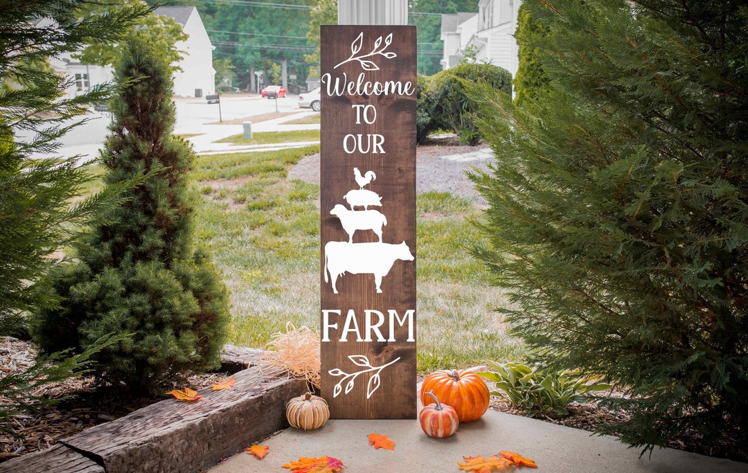 Welcome to Our Farm Vinyl Decal for Sign, Vertical Farmhouse Wall Decal ...