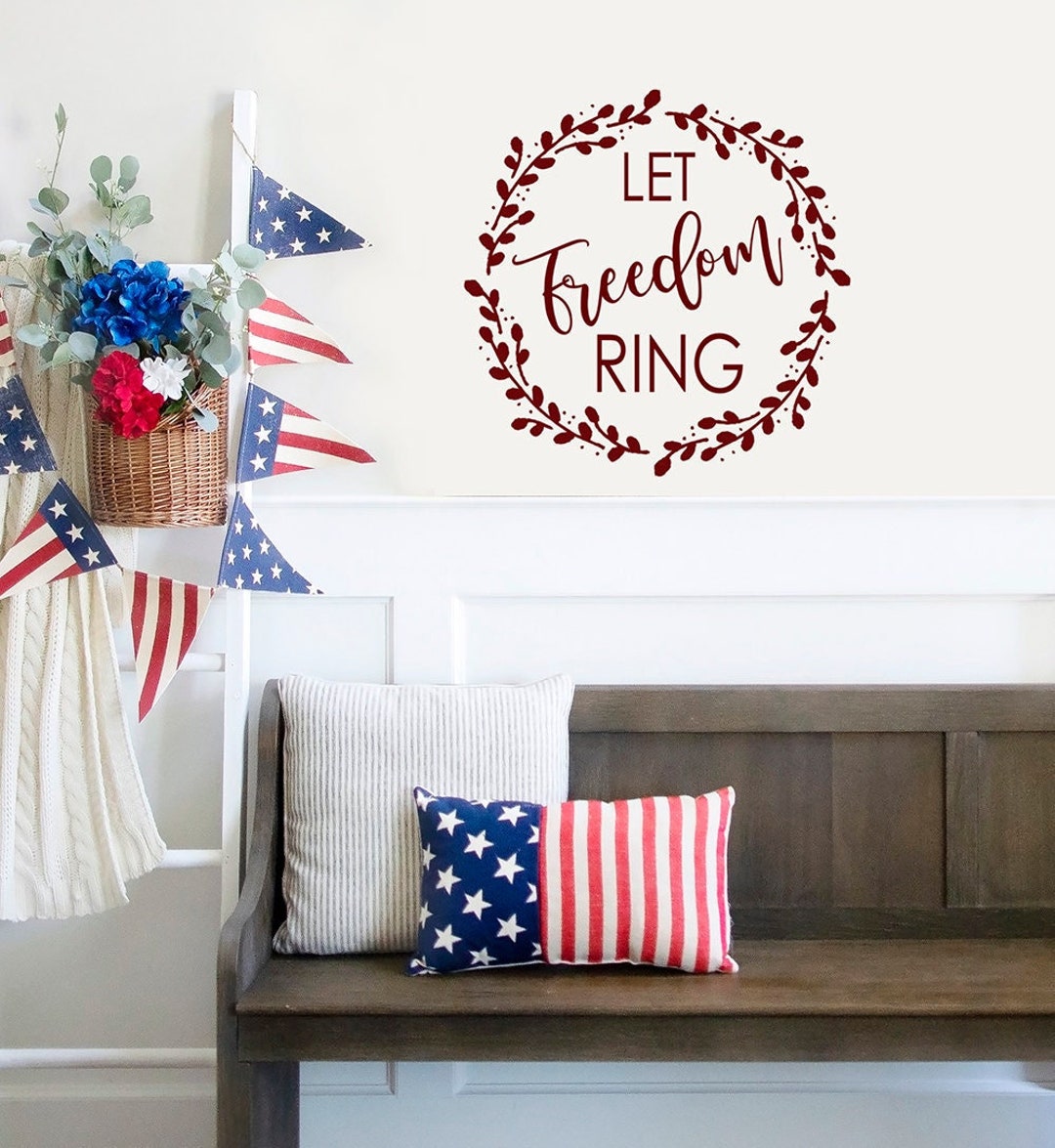 Let Freedom Ring Decal, Corn Hole Board Decal Sticker Patriotic Wreath ...