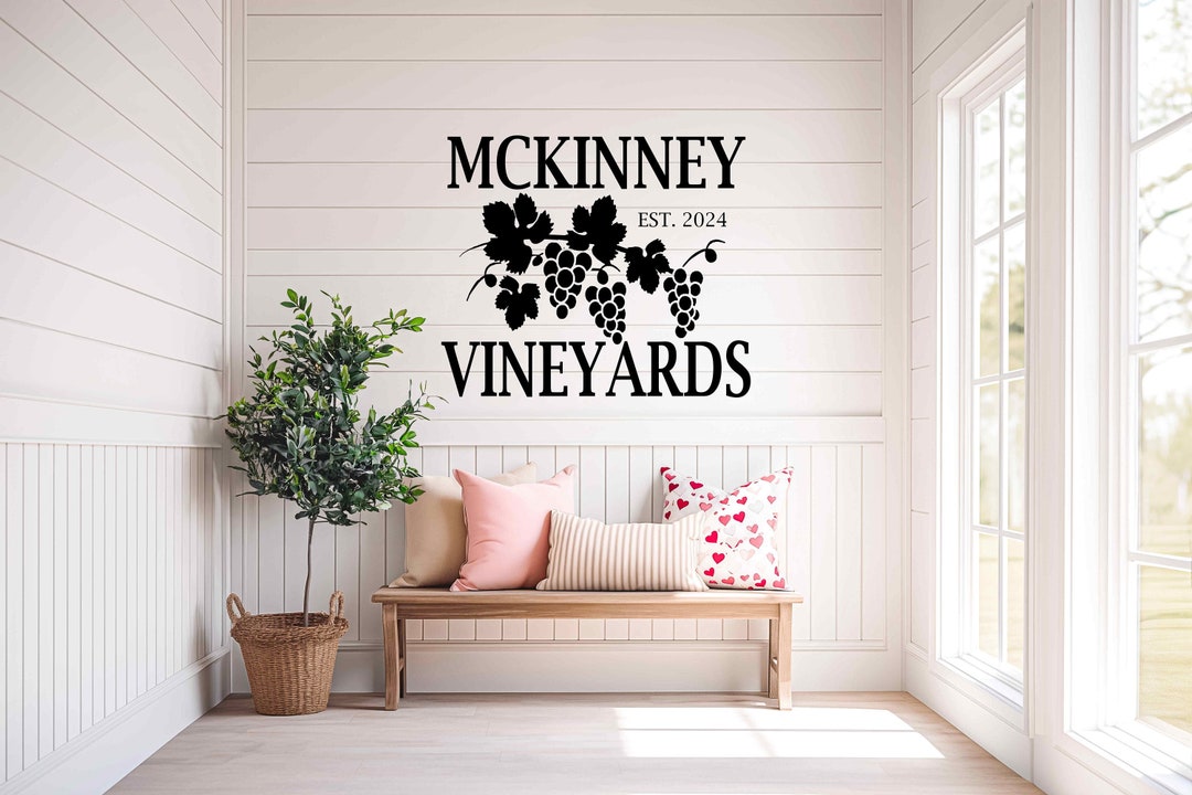 Custom Wine Vinyl Decal, Personalized Family Name Decal, Noodle Board ...