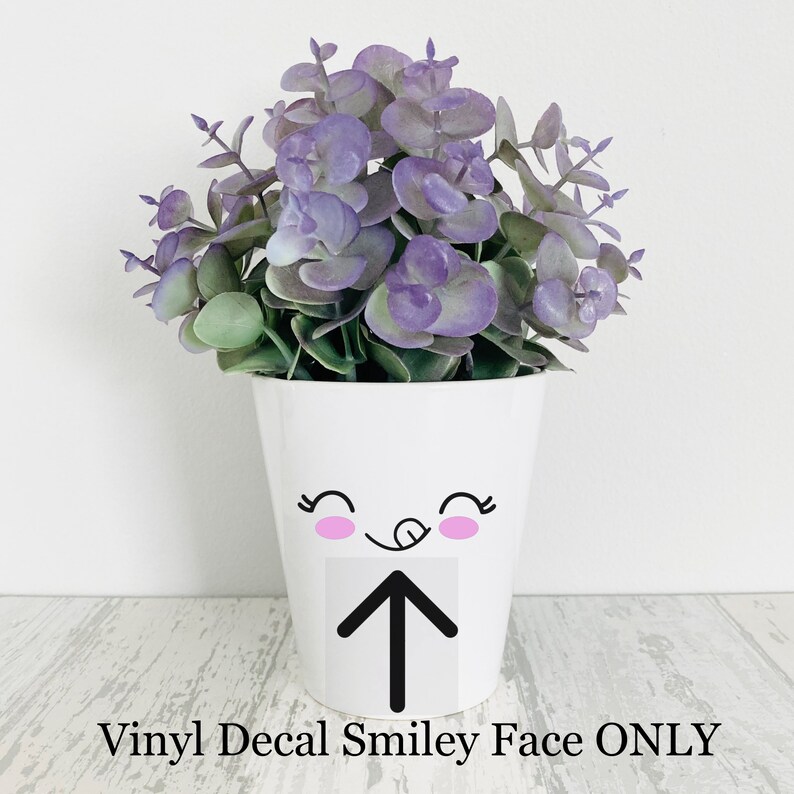Flower Pot Vinyl Decal, Happy Smiley Face Sticker, Car Window Decal ...