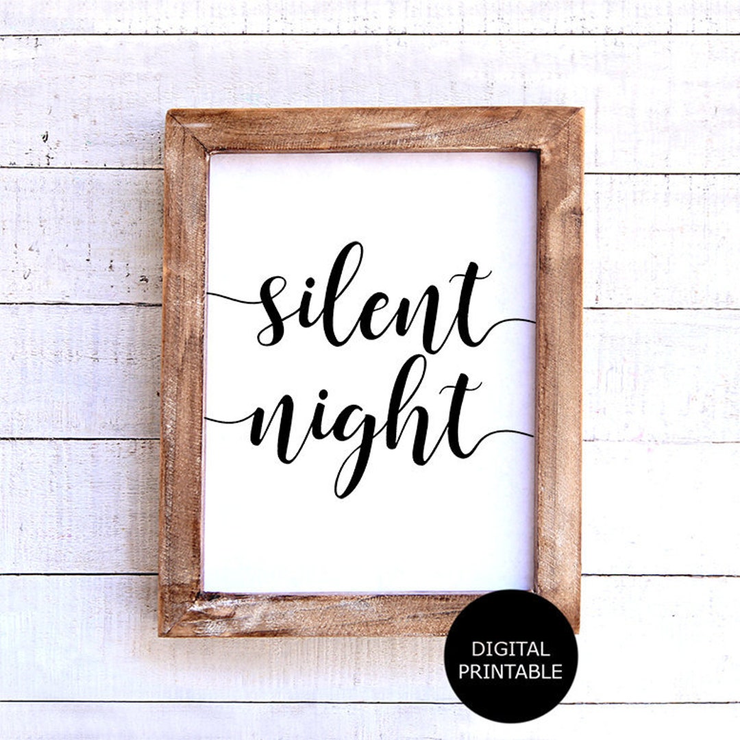 Silent Night Christmas Print, Farmhouse Style Wall Decor (digital ...