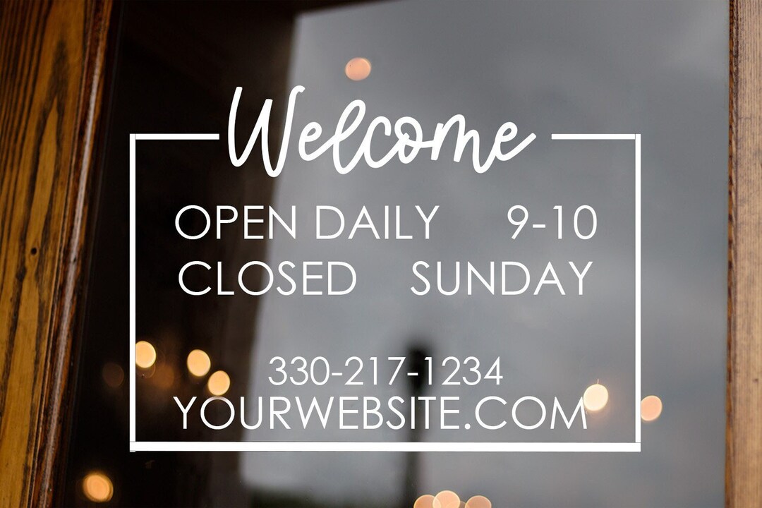 Custom Business Hours Door Decal, Custom Office Hour Decals, Vinyl ...