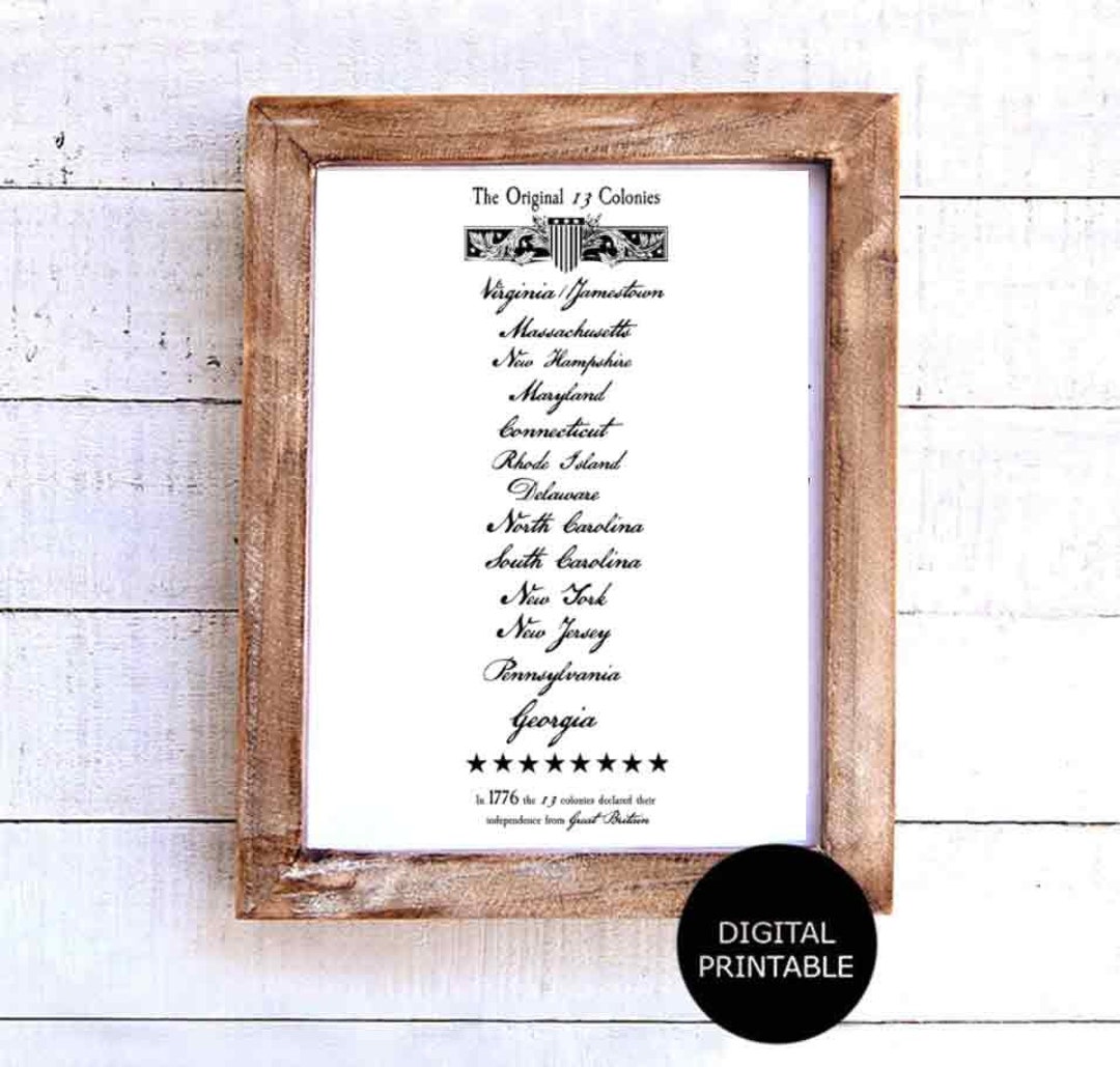 13 Colonies Printable | 1776 Independence Day Americana (digital ...