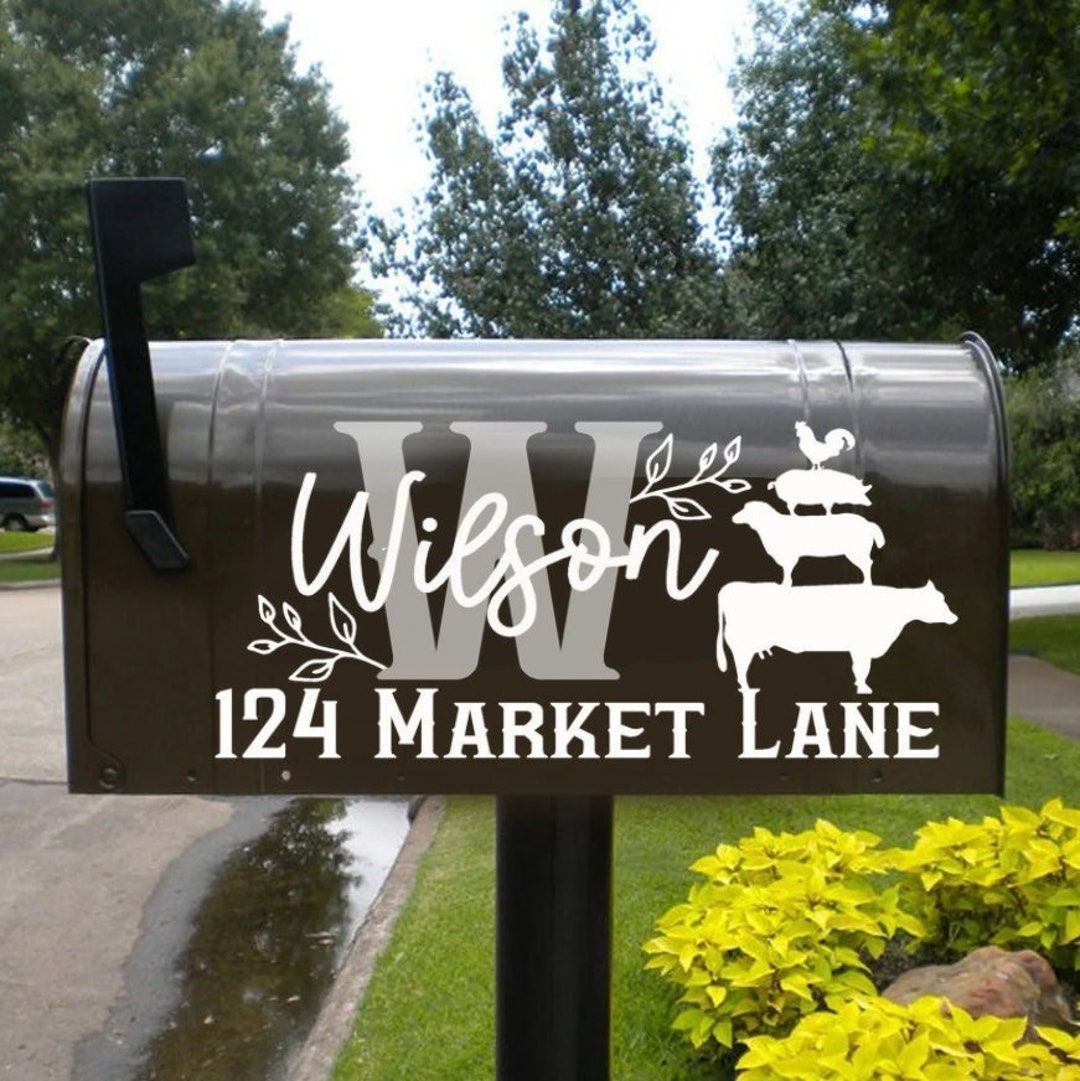 Farmhouse Mailbox Decal Set, Homestead Vinyl Decal, Stacked Farm ...