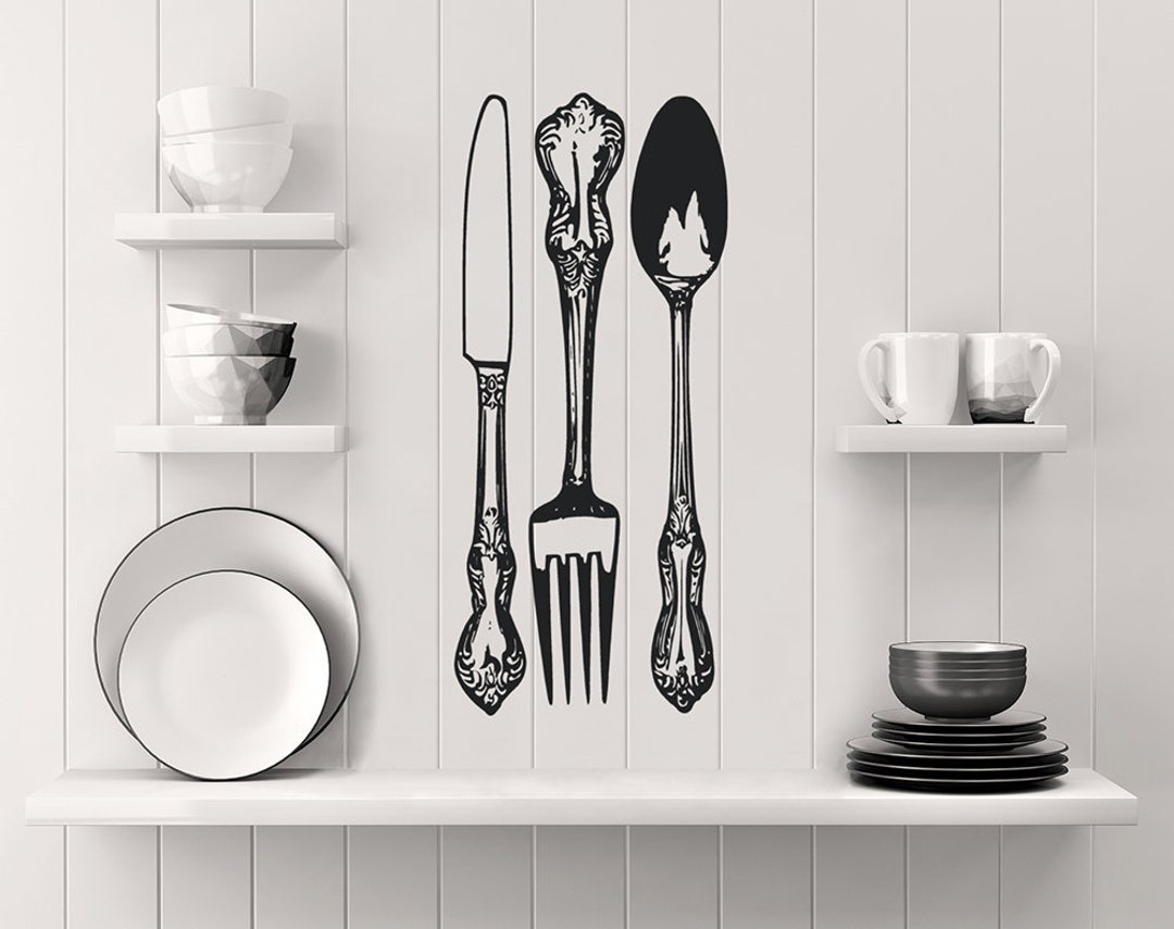 Silverware Wall Decal Fork Spoon Knife Cutlery Wall Decor Resturaunt ...