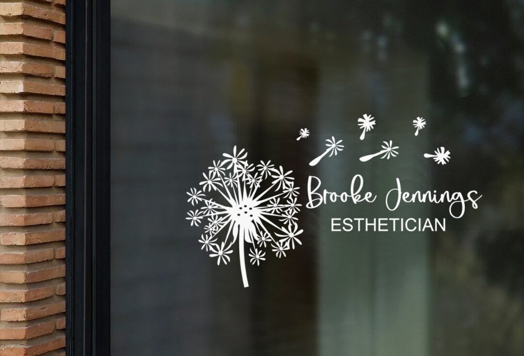 Esthetician Vinyl Wall Decal, Door Decal Business Logo , Dandelion ...