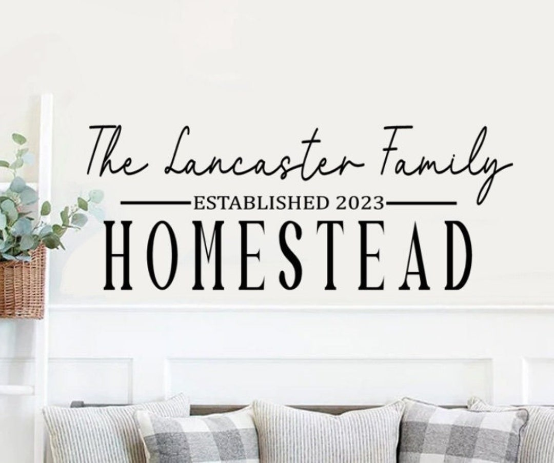 Personalized Homestead Sign, Custom Farmhouse Vinyl Decal, Family Name ...