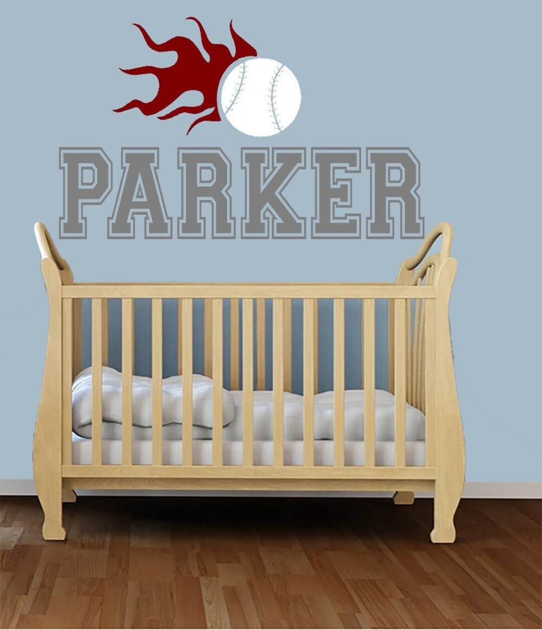 Flaming Baseball Vinyl Wall Decal Personalized With Name or Saying for ...