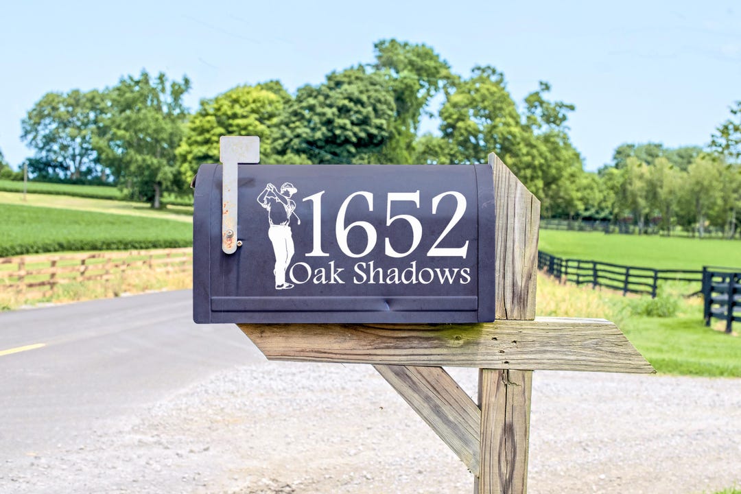 Golf Mailbox Decal Set of 2, Street Address Numbers, Golfing Gift for ...