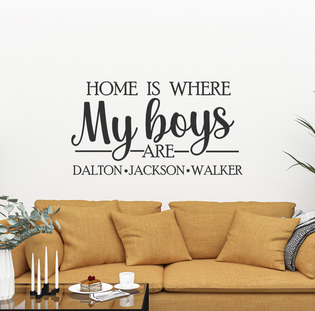 Personalized Home is Where My Boys Are Vinyl Wall Decal Sign, Christmas ...