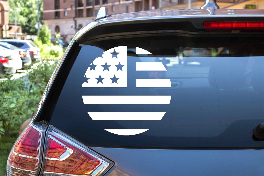 American Flag Vinyl Decal Sticker, Round USA Flag Sticker, Gen X Vinyl ...