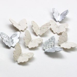 Ceramic Wall Art Set 3D Butterfly Original Artwork 15 Handmade White ...