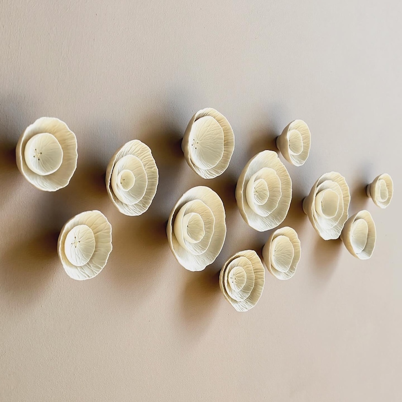 Flora - Large 3D Porcelain Abstract Flower Textured Wall Art Ceramic ...