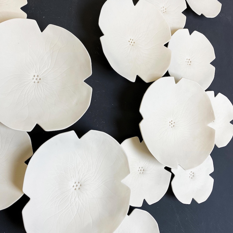 Extra Large Ceramic Flower Wall Art – 3D Porcelain Sculpture, Set of 12 ...