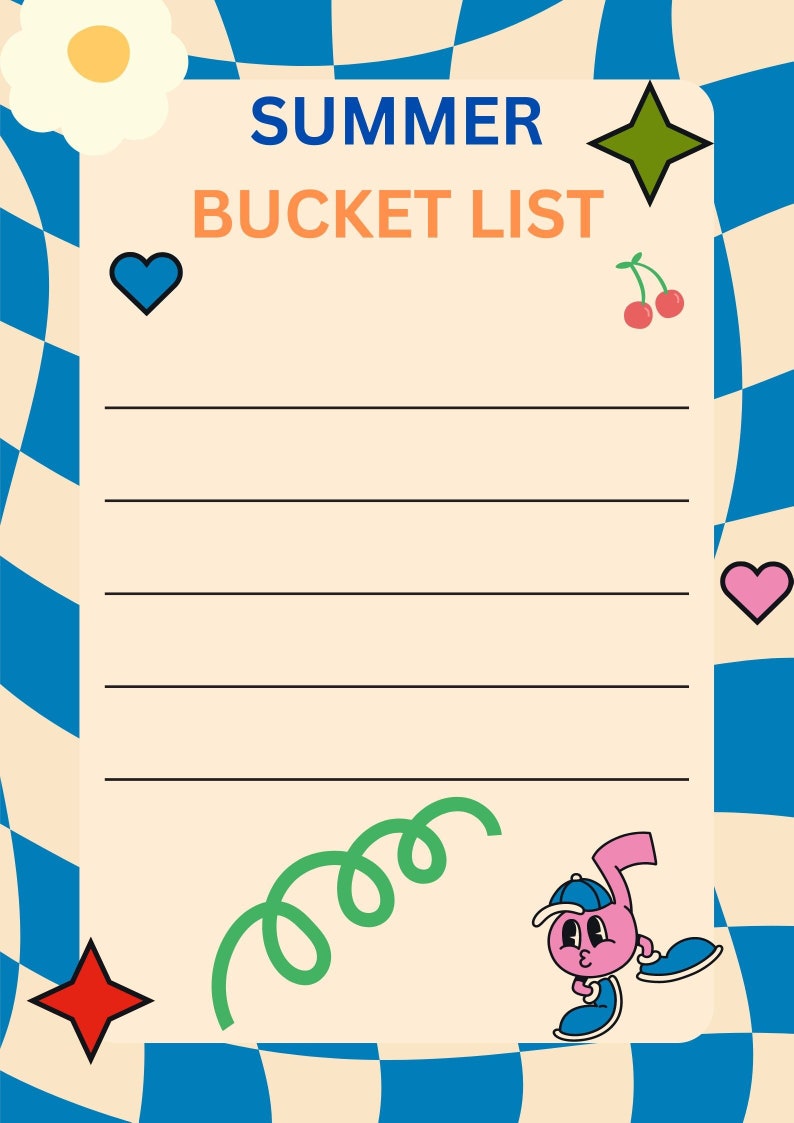 Printable Summer Bucket List for Kids - Summer Kids Bucket List ...