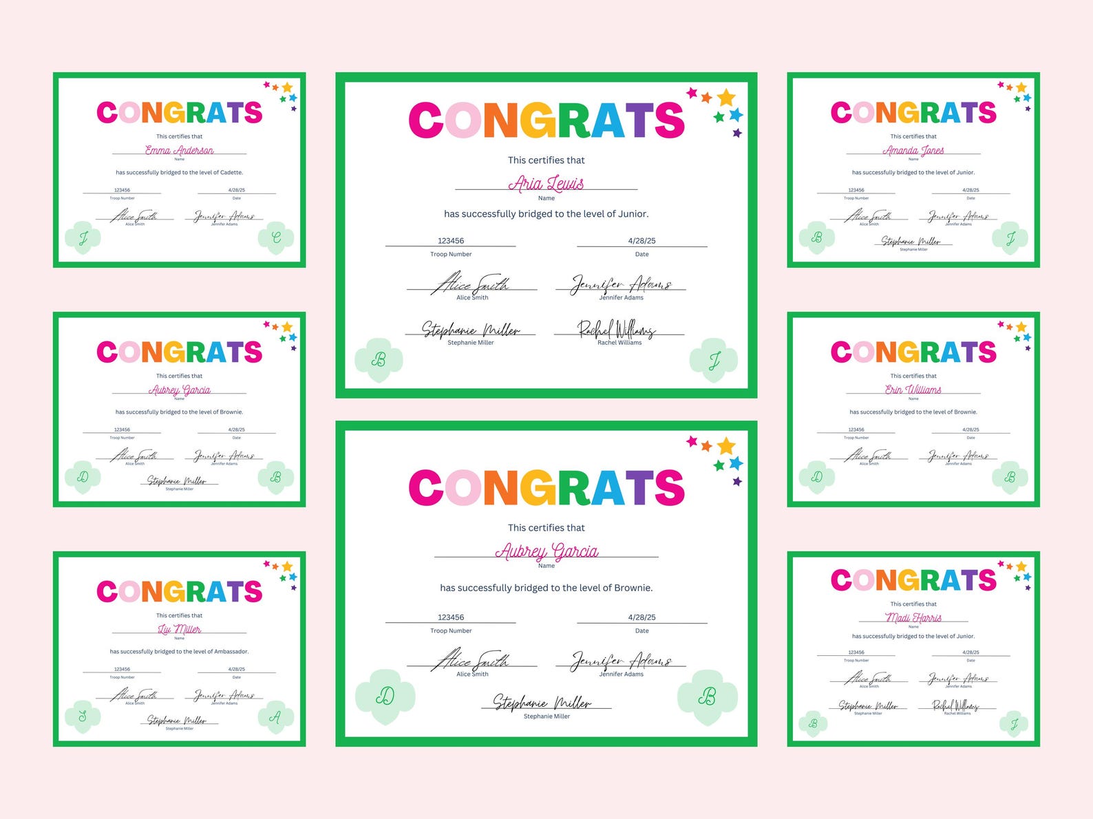 Girl Scout Bridging Certificate | 8.5 X 11 | Printable | Troop Leader ...