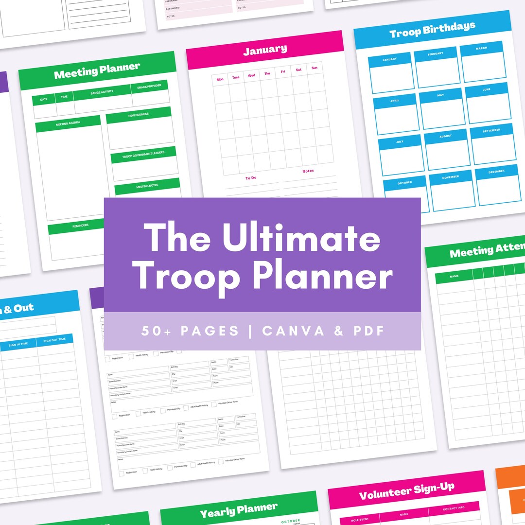 Girl Scout Planner | 8.5 X 11 | Printable | Troop Leader | GS ...