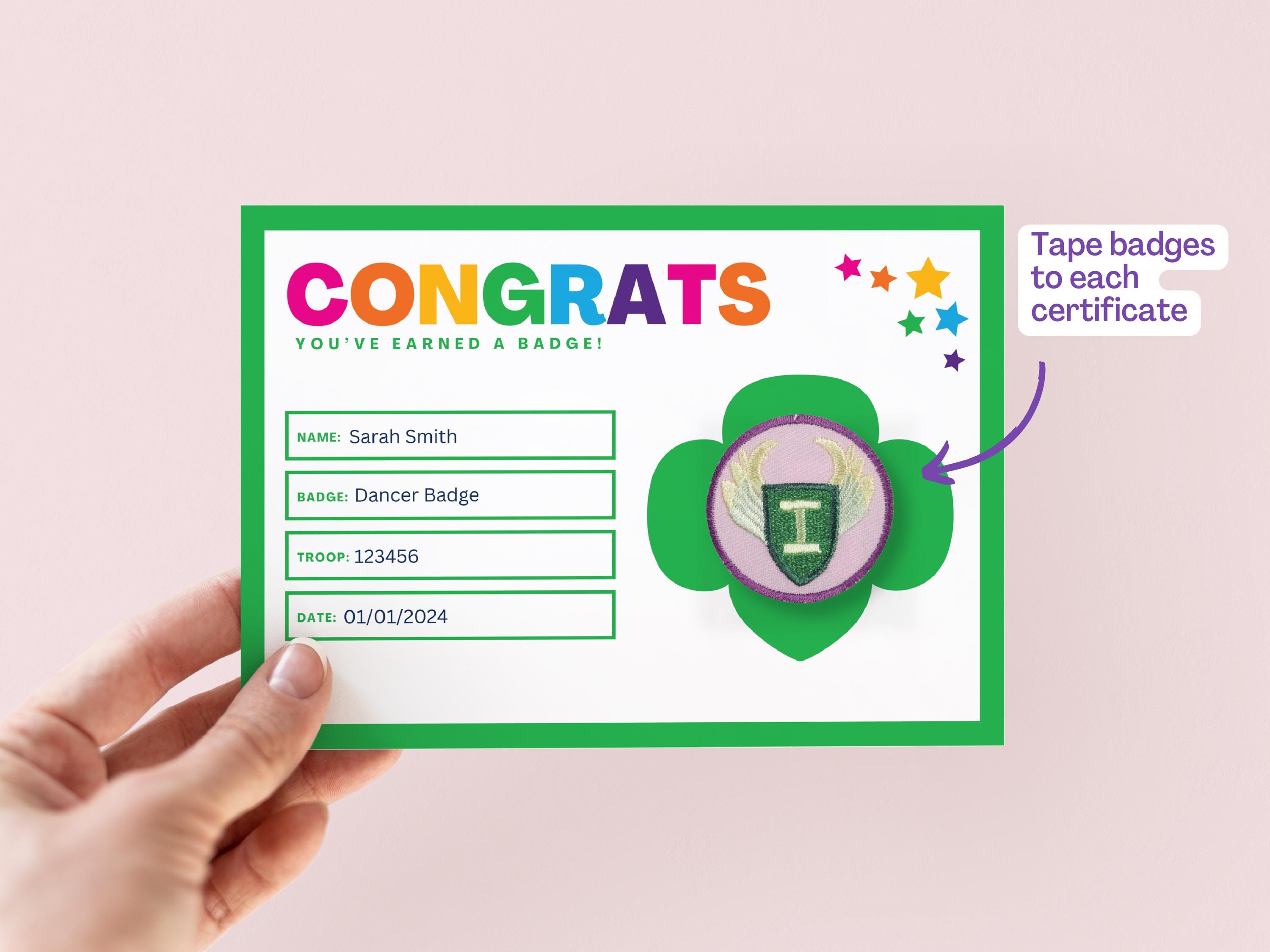 Girl Scout Badge Certificates | 8.5 X 11 | Printable | Troop Leader ...