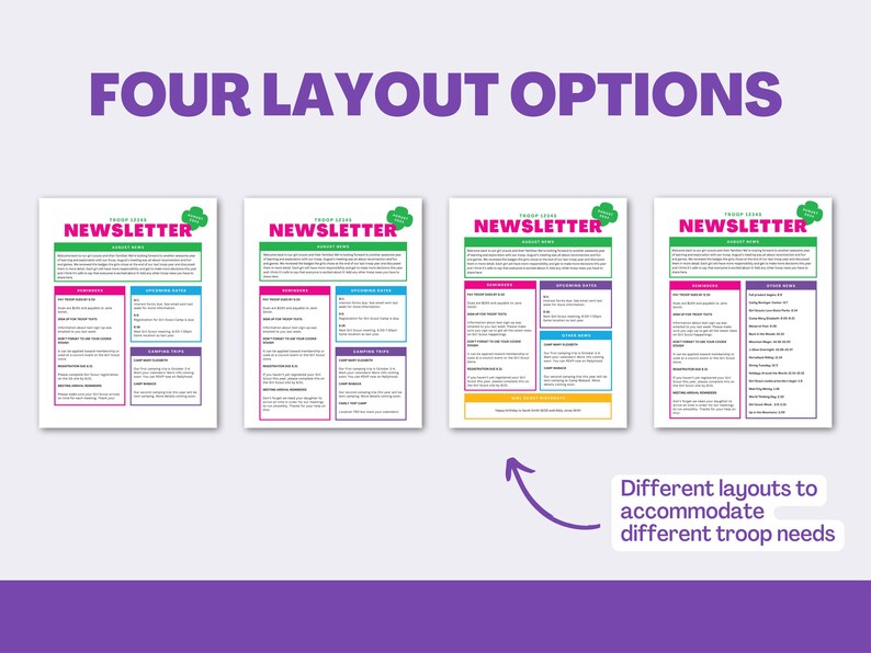 Girl Scout Newsletter Template 8.5 X 11 Printable Troop Leader GS ...