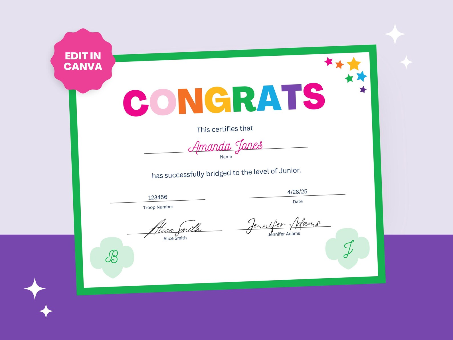Girl Scout Bridging Certificate 8.5 X 11 Printable Troop Leader GS ...
