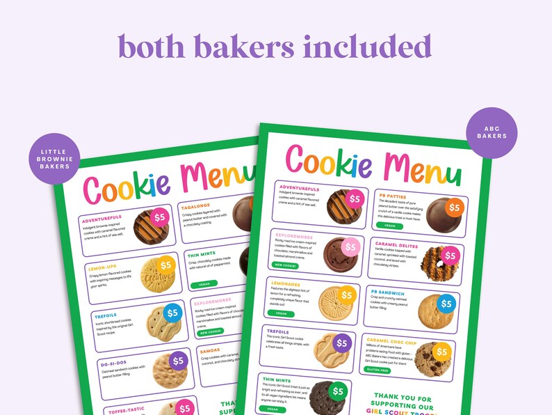 Cookie Menu Flyer & Booth Sign | Canva Template and Pdfs - Etsy