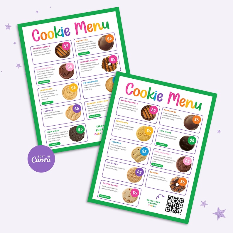 Cookie Menu Flyer & Booth Sign | Canva Template and Pdfs - Etsy