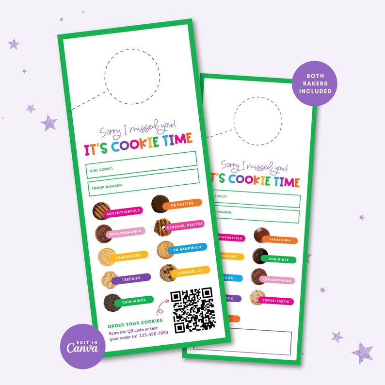 Girl Scout Cookie Door Hanger | Editable Canva Template (digital ...