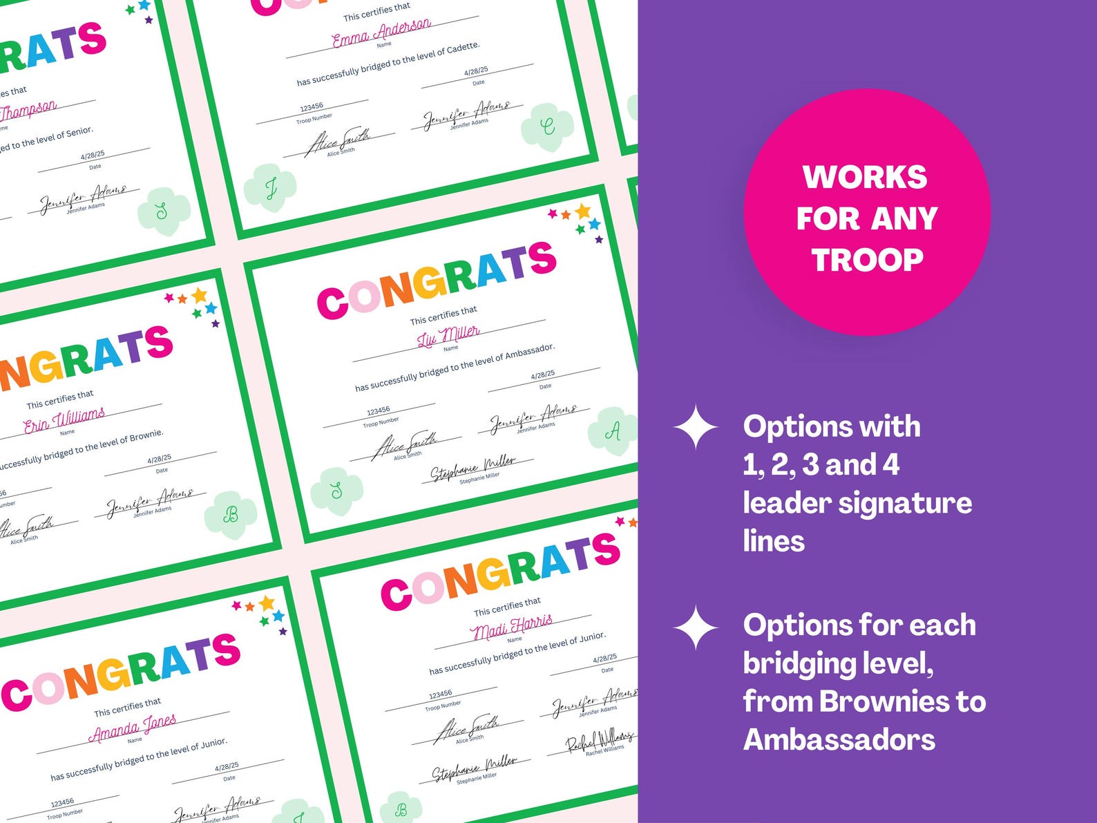 Girl Scout Bridging Certificate | 8.5 X 11 | Printable | Troop Leader ...
