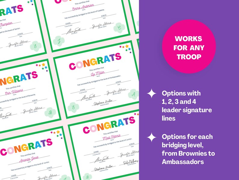 Girl Scout Bridging Certificate | 8.5 X 11 | Printable | Troop Leader ...