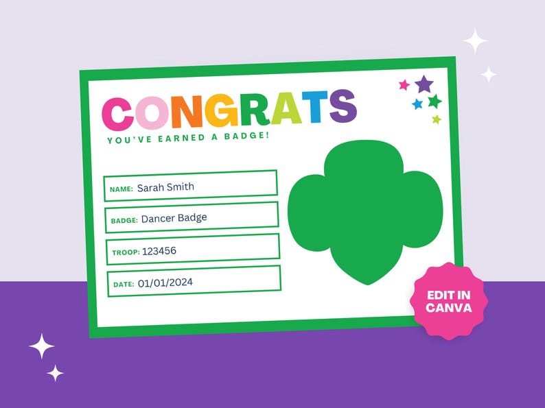 Girl Scout Badge Certificates 8.5 X 11 Printable Troop Leader Badge ...