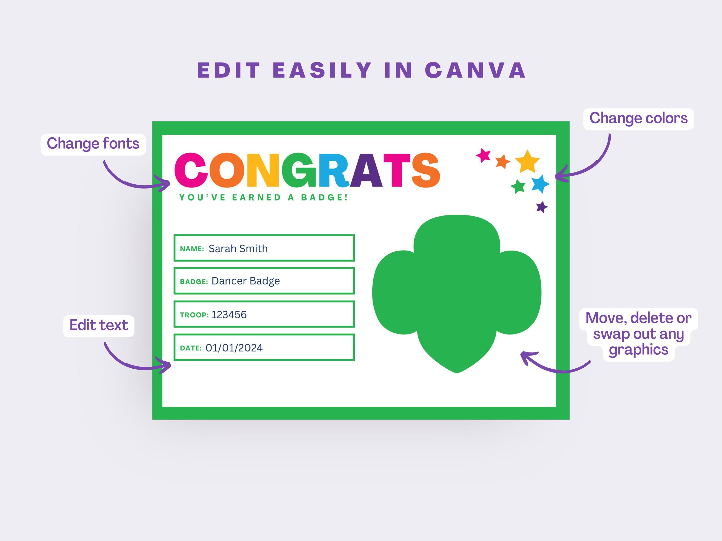 Girl Scout Badge Certificates | 8.5 X 11 | Printable | Troop Leader ...