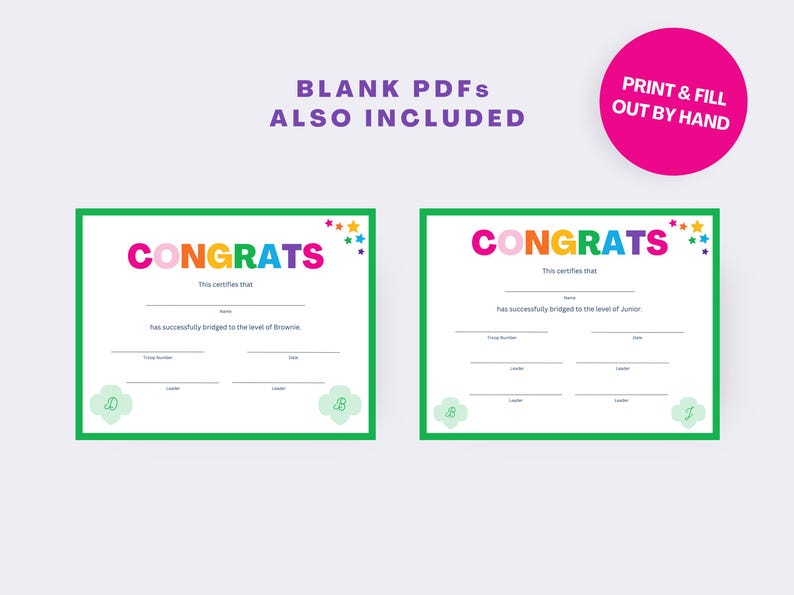 Girl Scout Bridging Certificate | 8.5 X 11 | Printable | Troop Leader ...