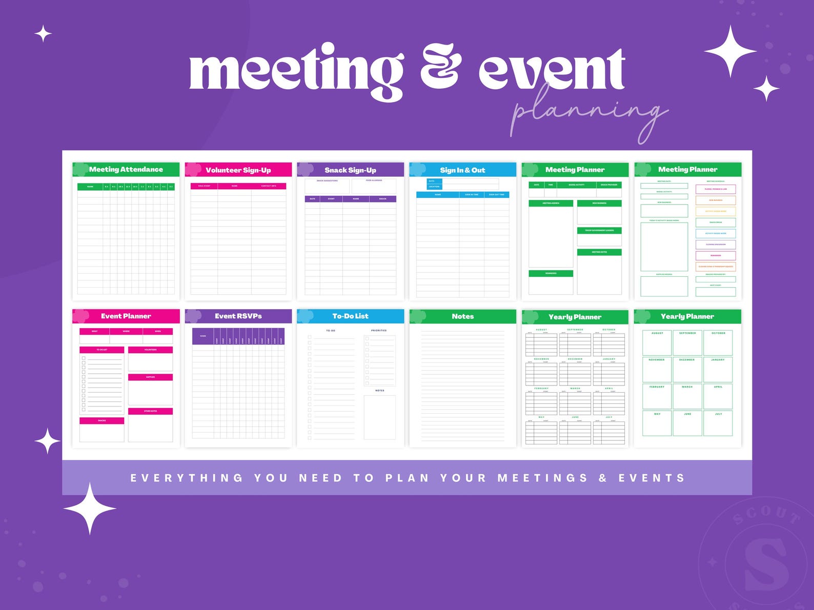 Girl Scout Planner 8.5 X 11 Printable Troop Leader GS Organization ...