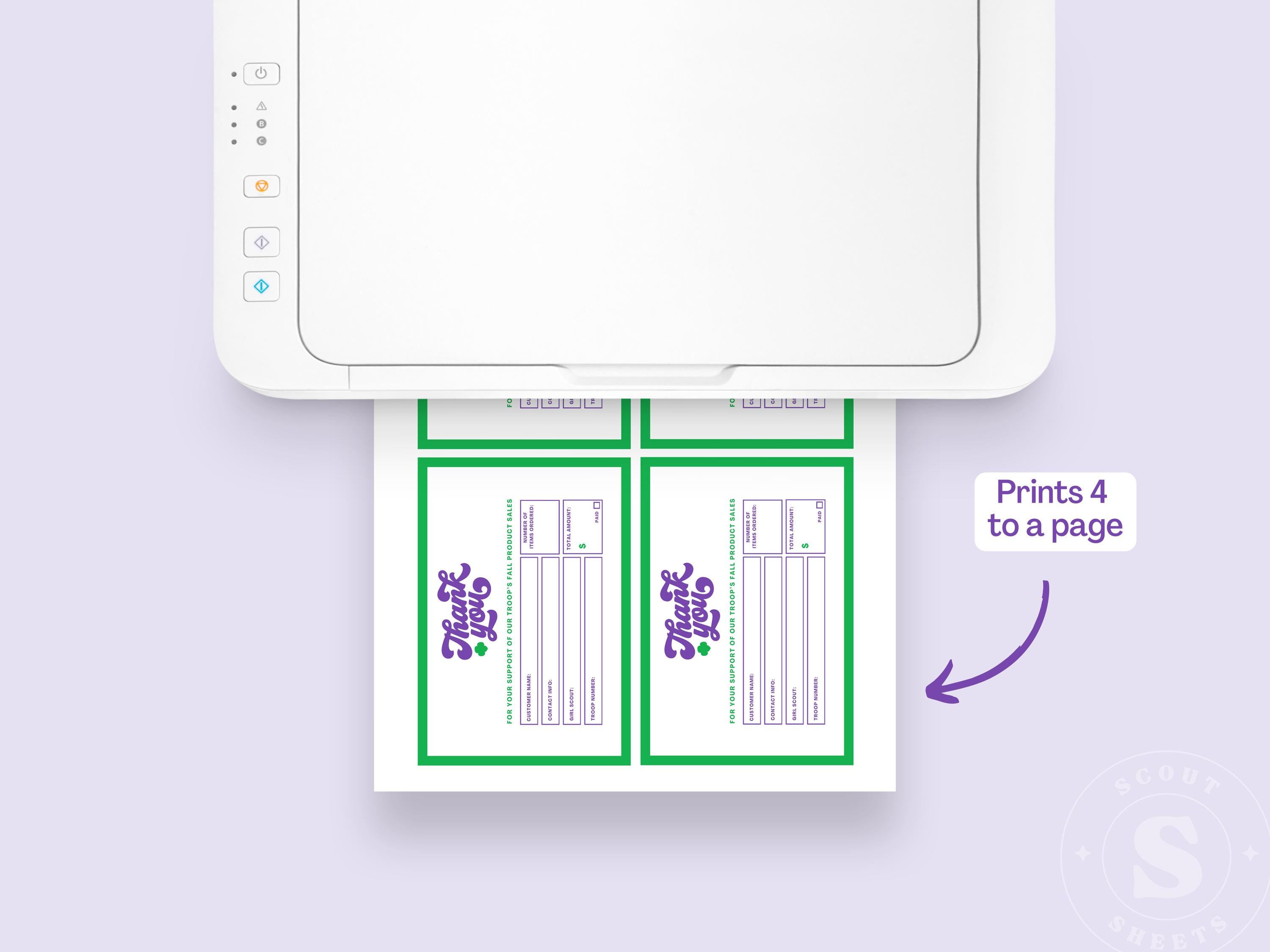 Girl Scout Fall Product Thank You Cards | 5 X 3.5 | Printable | Troop ...