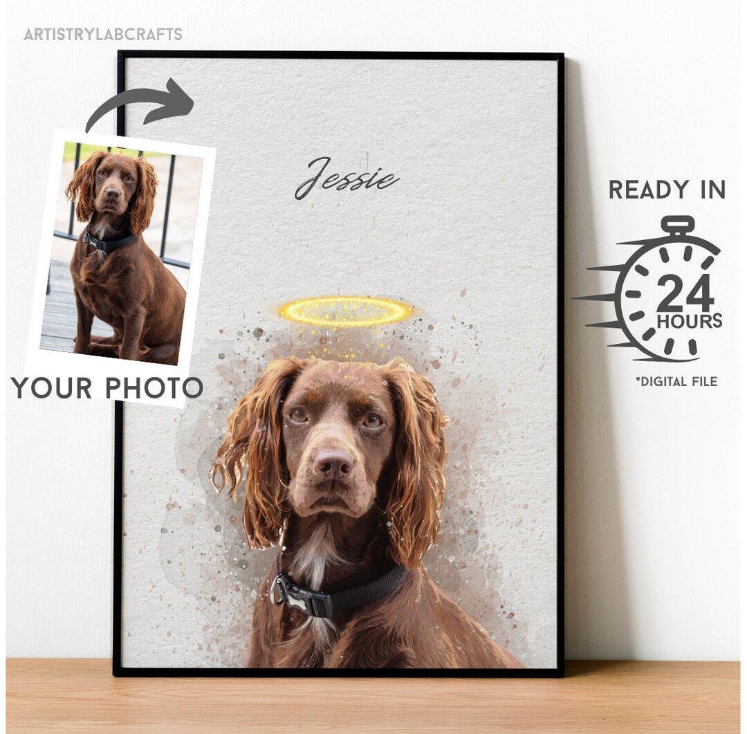 Custom Pet Memorial Portrait: Dog & Cat Loss Gift, Personalized Art - Etsy