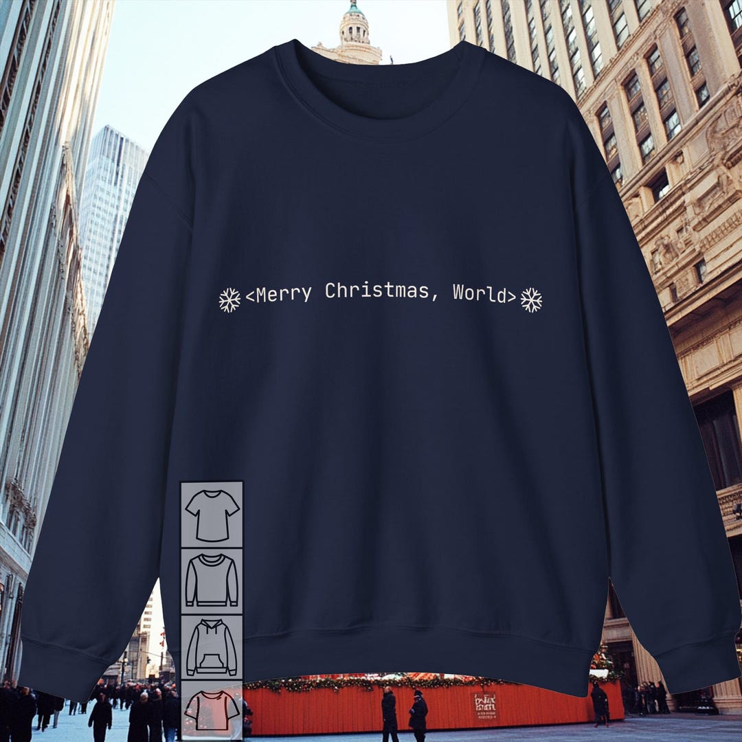Christmas Programmer Shirt Hello World Merry Christmas Sweatshirt Funny ...