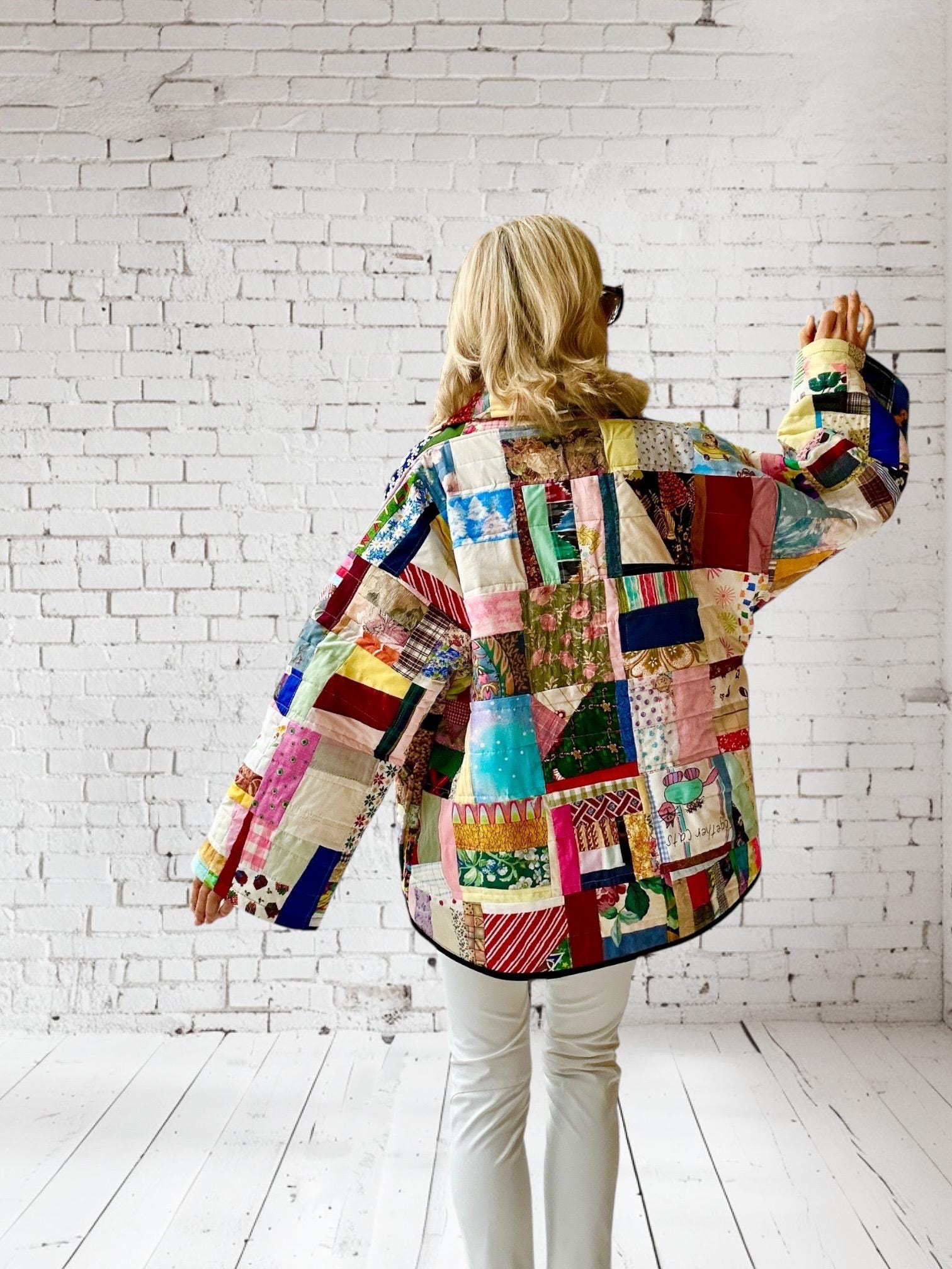 Vintage Quilted Jacket: "crazy Color" OOAK Quilt Coat (XS-L) - Etsy