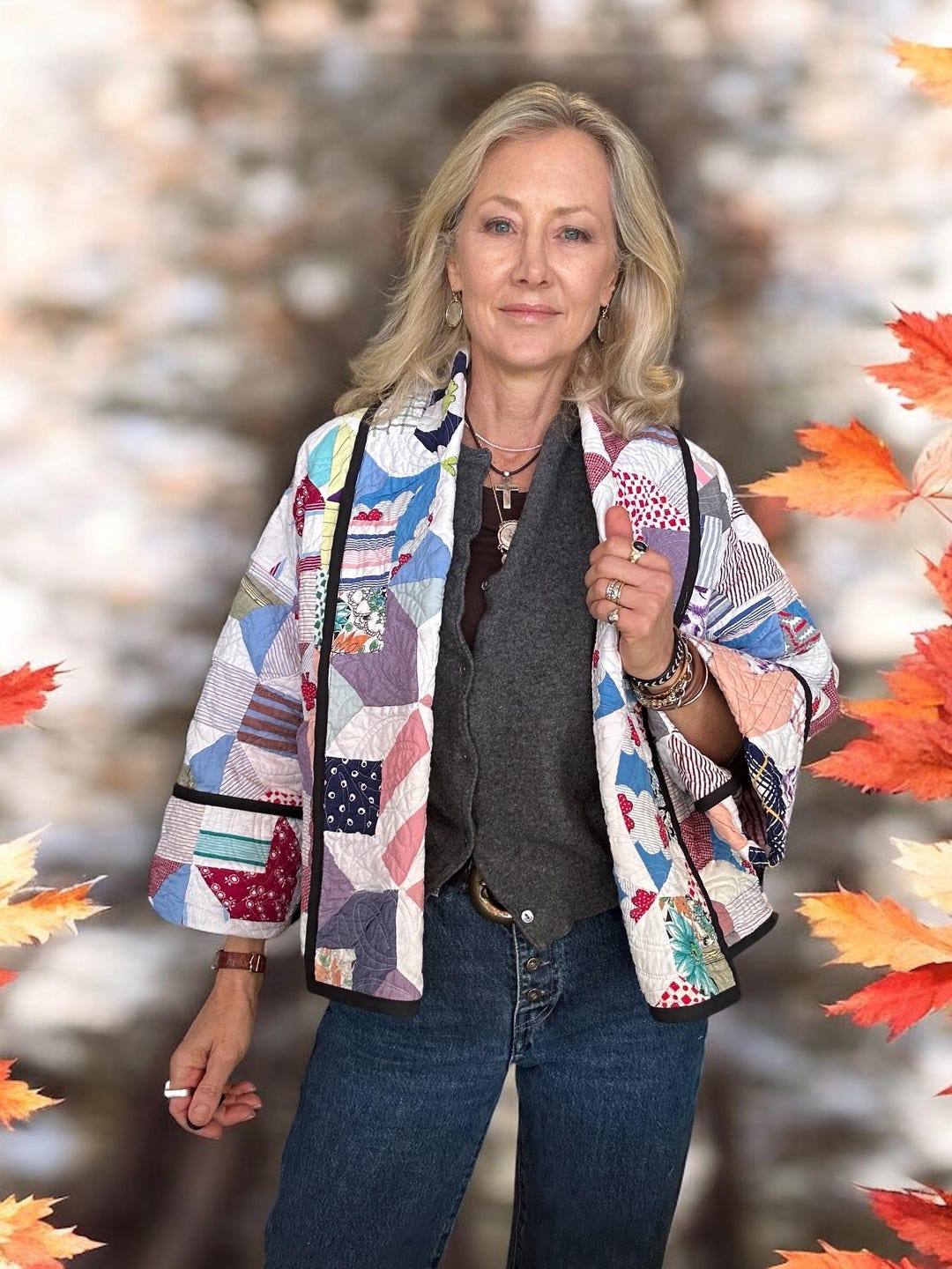 Vintage Quilted Jacket Confetti Quilt Coat by Abigailheche - Etsy