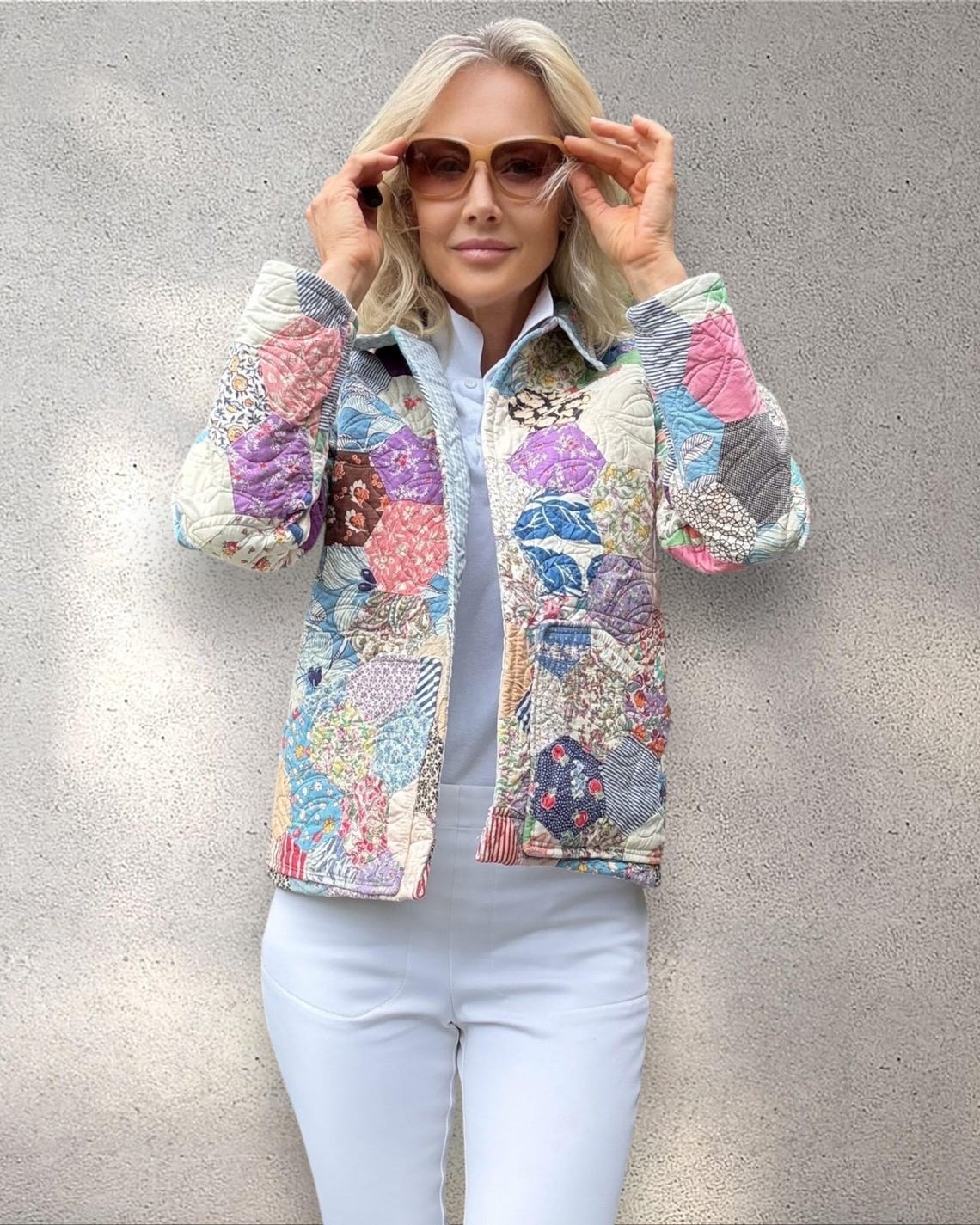 Vintage Quilt Jacket: Handmade Patchwork Chore Coat, Fitted XS-M - Etsy