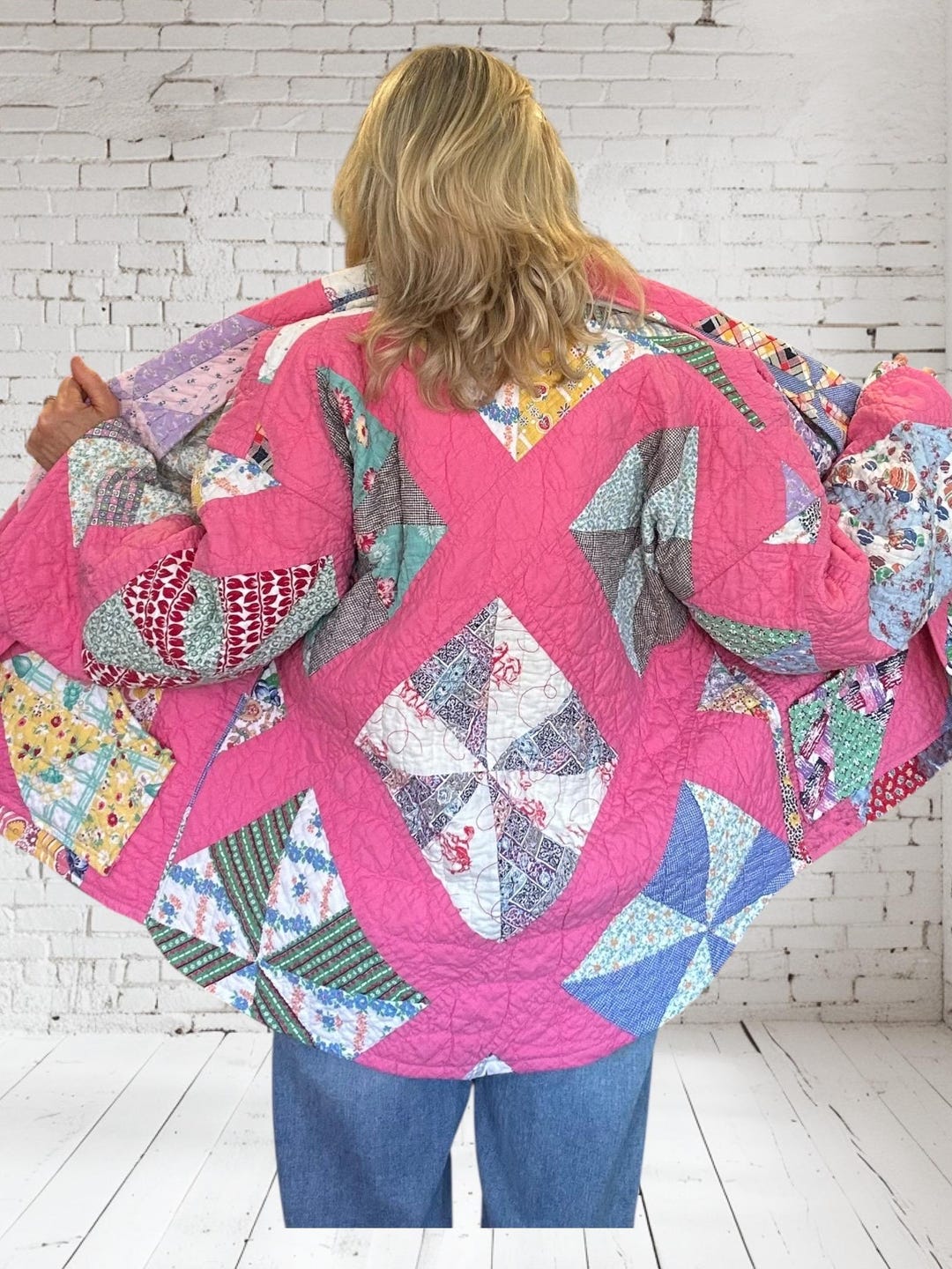 Quilt Jacket, "pinwheels in Pink", Quilt Coats for Women, Patchwork ...