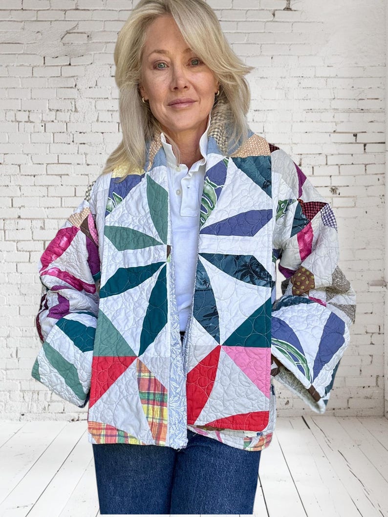 Handmade Quilted Patchwork Jacket: Upcycled Vintage Quilt Coat - Etsy