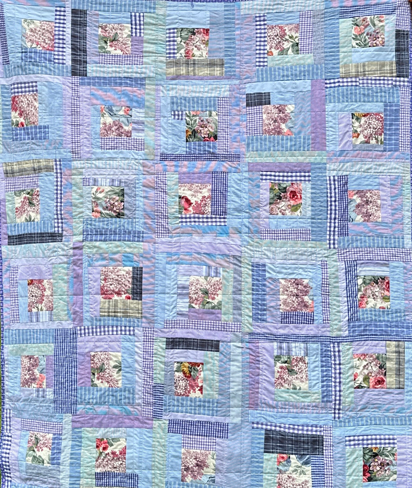 Modern Quilt around the Lilac Block Quilt Ready to Ship - Etsy